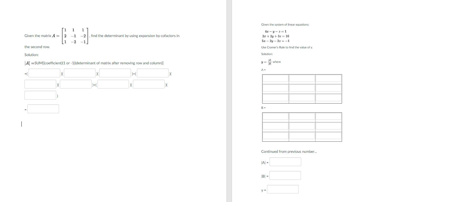Solved Given the system of linear equations: 1 1 -1 - 2 . | Chegg.com