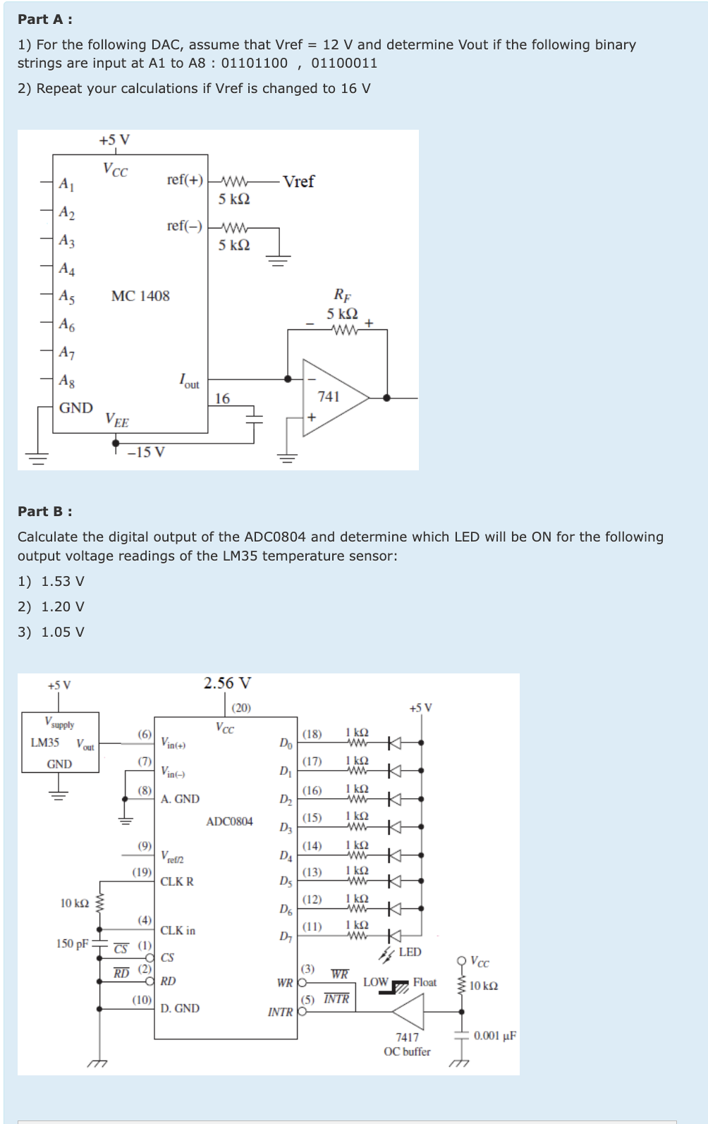 Solved Part A For The Following Dac Assume That Vref 12v