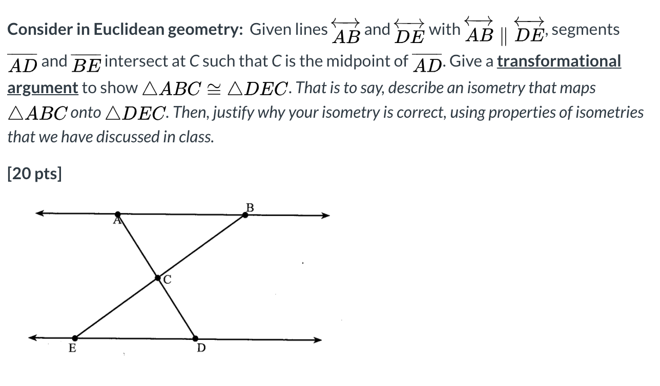 Solved AB and DE Consider in Euclidean geometry: Given lines | Chegg.com