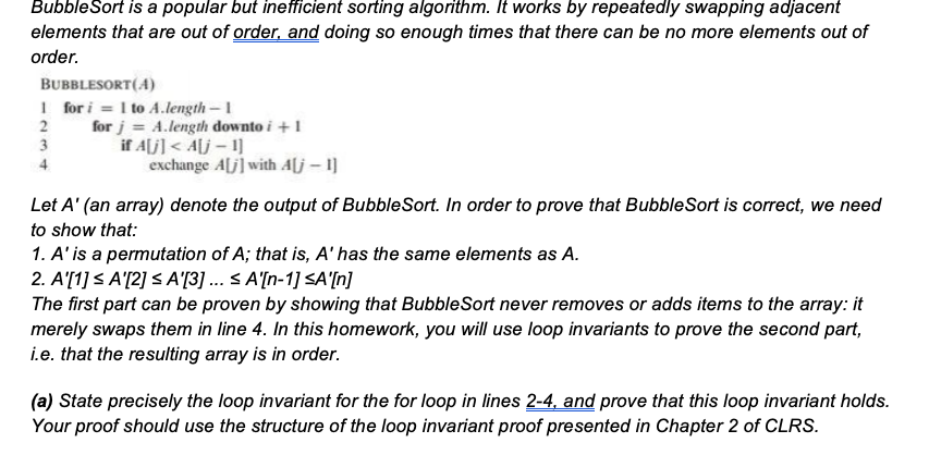 Solved BubbleSort is a popular but inefficient sorting | Chegg.com