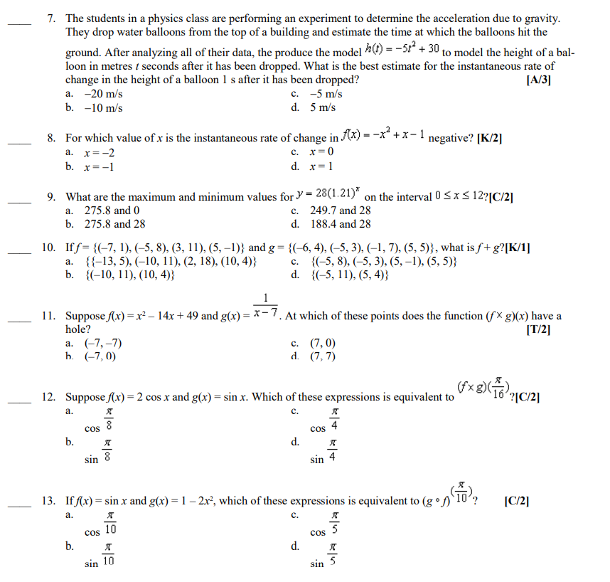 Solved 7. The students in a physics class are performing an | Chegg.com