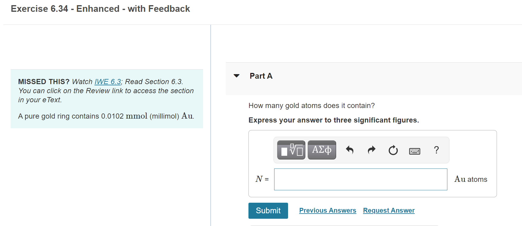 Solved Exercise 6.34 - Enhanced - with Feedback Part A | Chegg.com