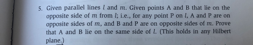 5. Given parallel lines l and m. Given points A and B | Chegg.com