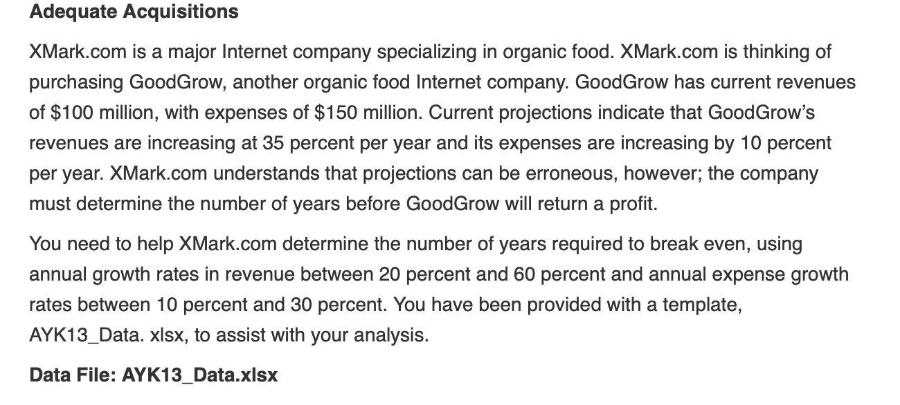 Adequate Acquisitions XMark.com is a major Internet | Chegg.com