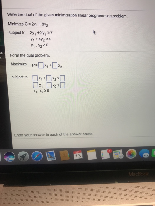 Solved Write the dual of the given minimization linear | Chegg.com