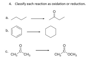 Solved 4. Classify each reaction as oxidation or reduction. | Chegg.com