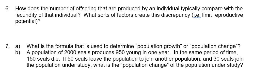 Solved 6. How does the number of offspring that are produced | Chegg.com