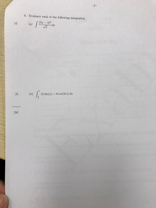 Solved Evaluate each of the following integration (a) | Chegg.com