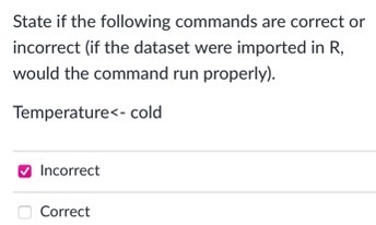 State if the following commands are correct | Chegg.com
