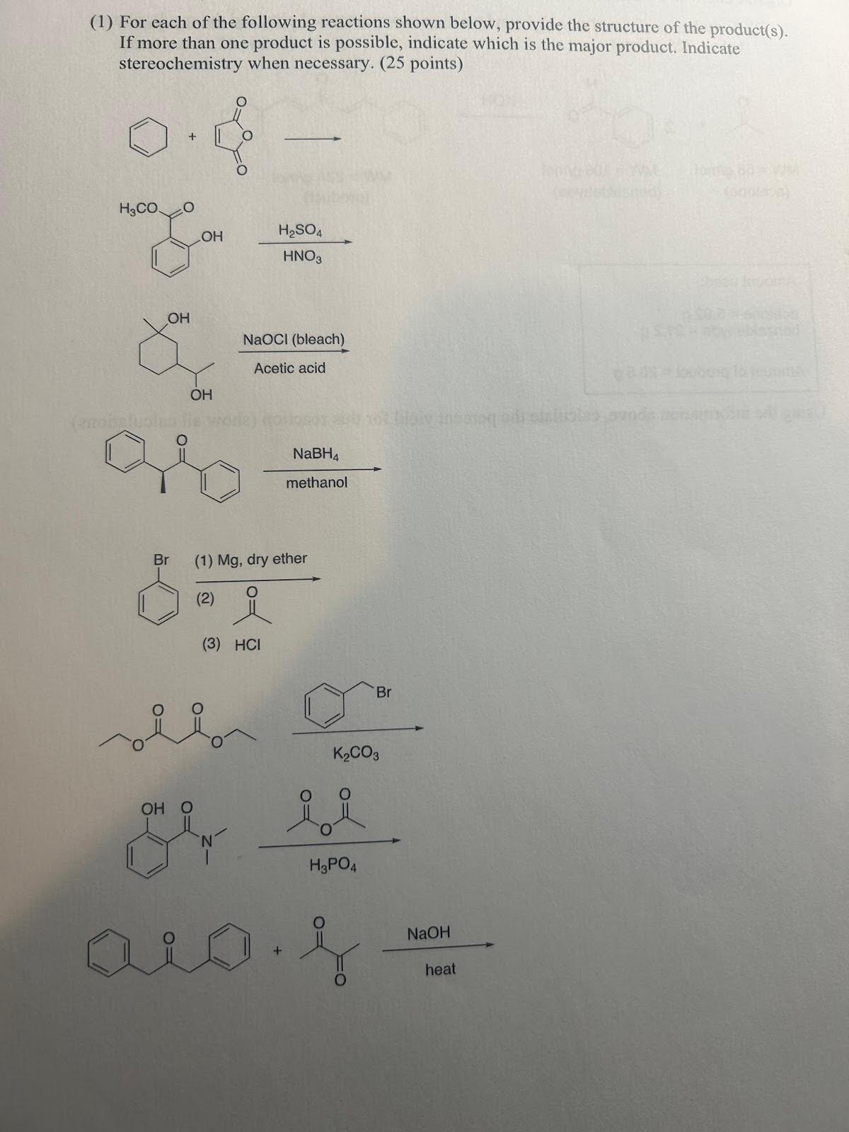 Solved For each of the following reactions shown below, | Chegg.com