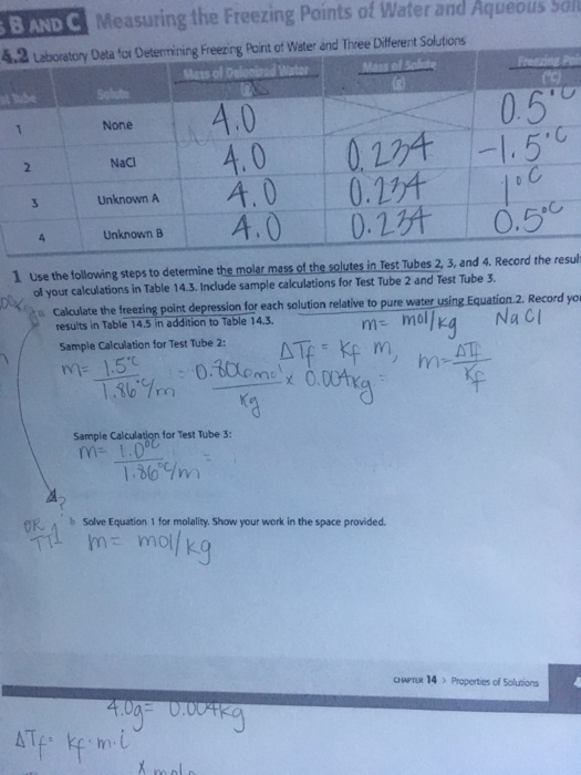Solved Measuring the Freezing Points of Water and Aqueous | Chegg.com