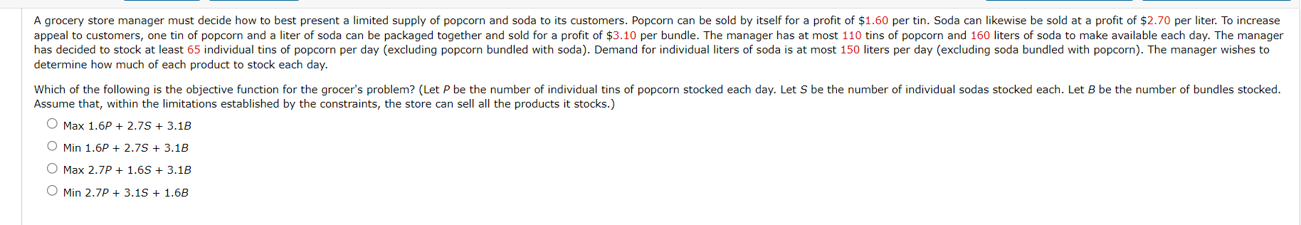 Solved determine how much of each product to stock each day. | Chegg.com