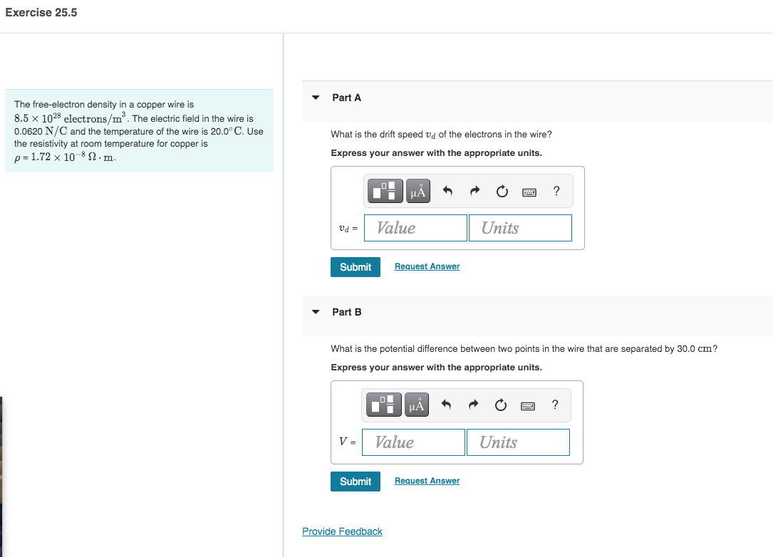 Solved Exercise 25.5 Part A The free-electron density in a | Chegg.com