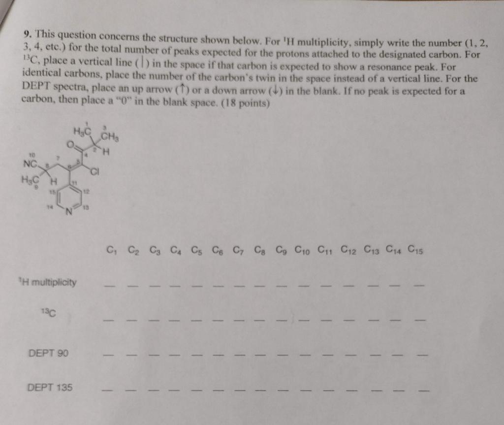 Solved 9. This question concerns the structure shown below. | Chegg.com
