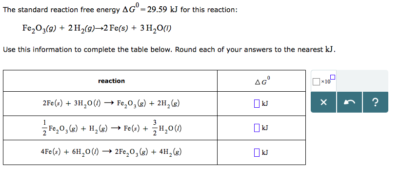 Solved AG-29.59 kJ for this reaction: The standard reaction | Chegg.com
