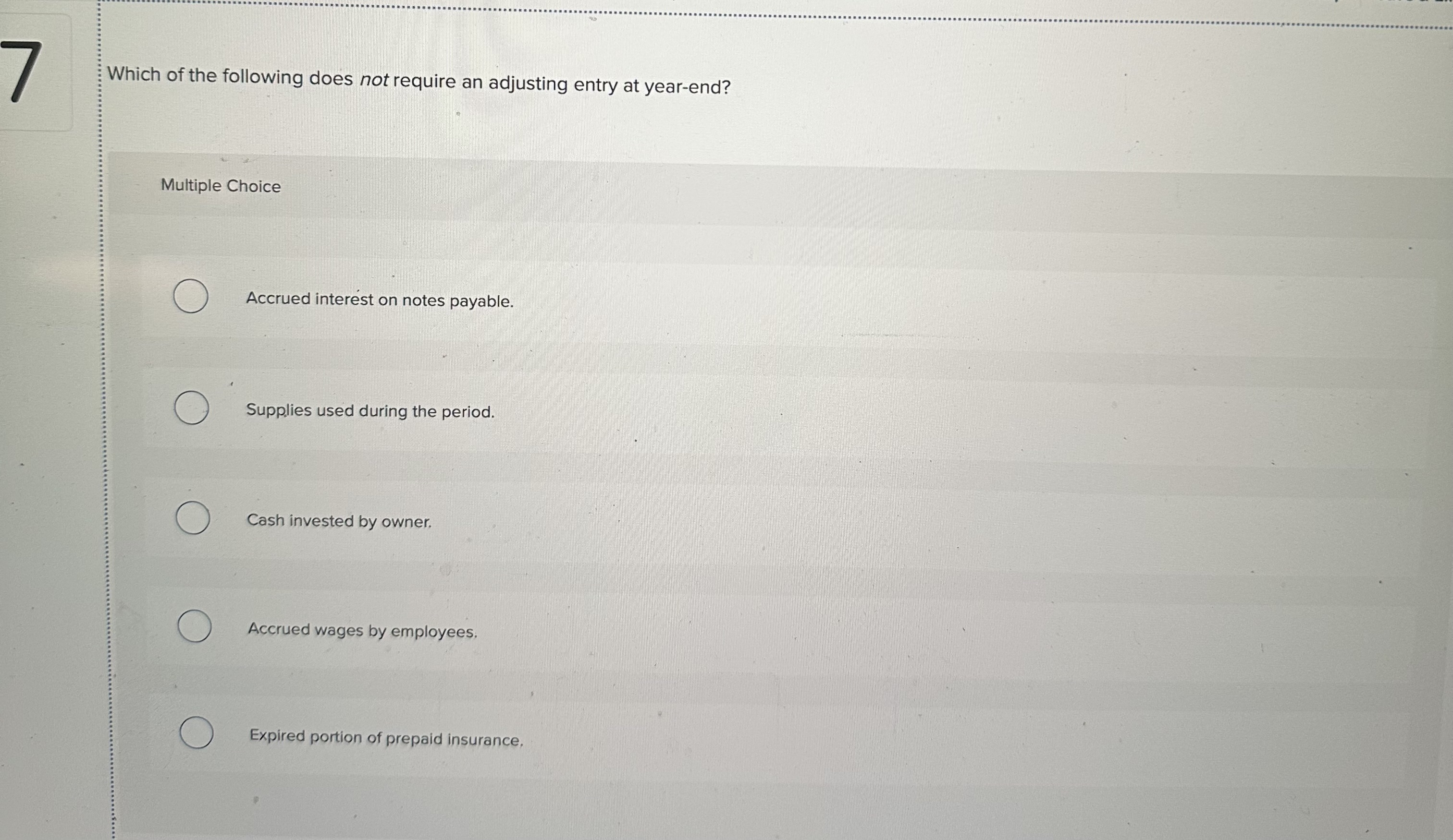 Solved Which of the following does not require an adjusting | Chegg.com