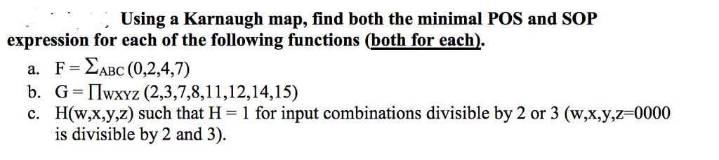 Solved Using a Karnaugh map, find both the minimal POS and | Chegg.com