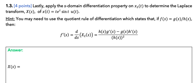 Solved Problem 1: Laplace transform computation The | Chegg.com
