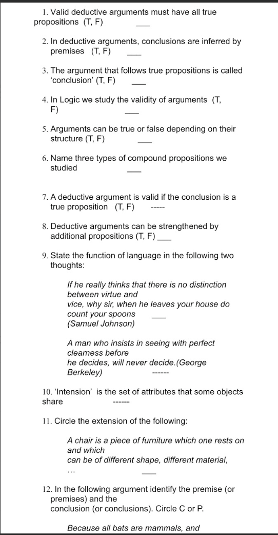 Solved 1. Valid deductive arguments must have all true | Chegg.com