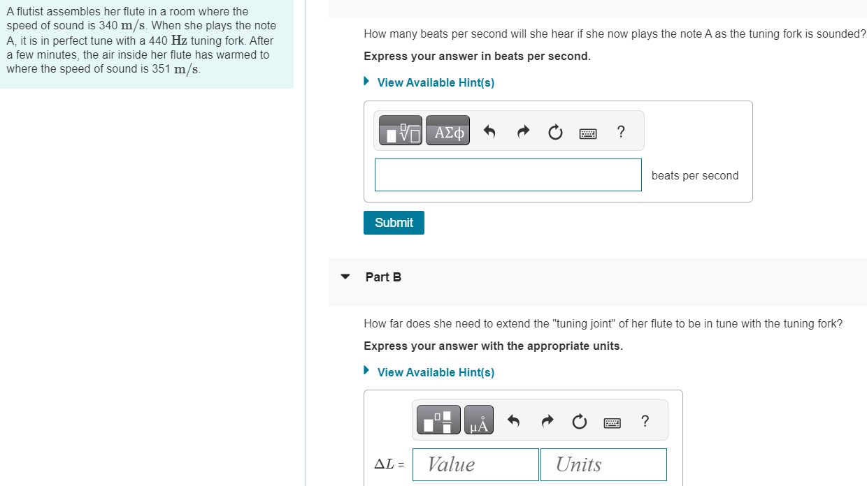 Solved A flutist assembles her flute in a room where | Chegg.com