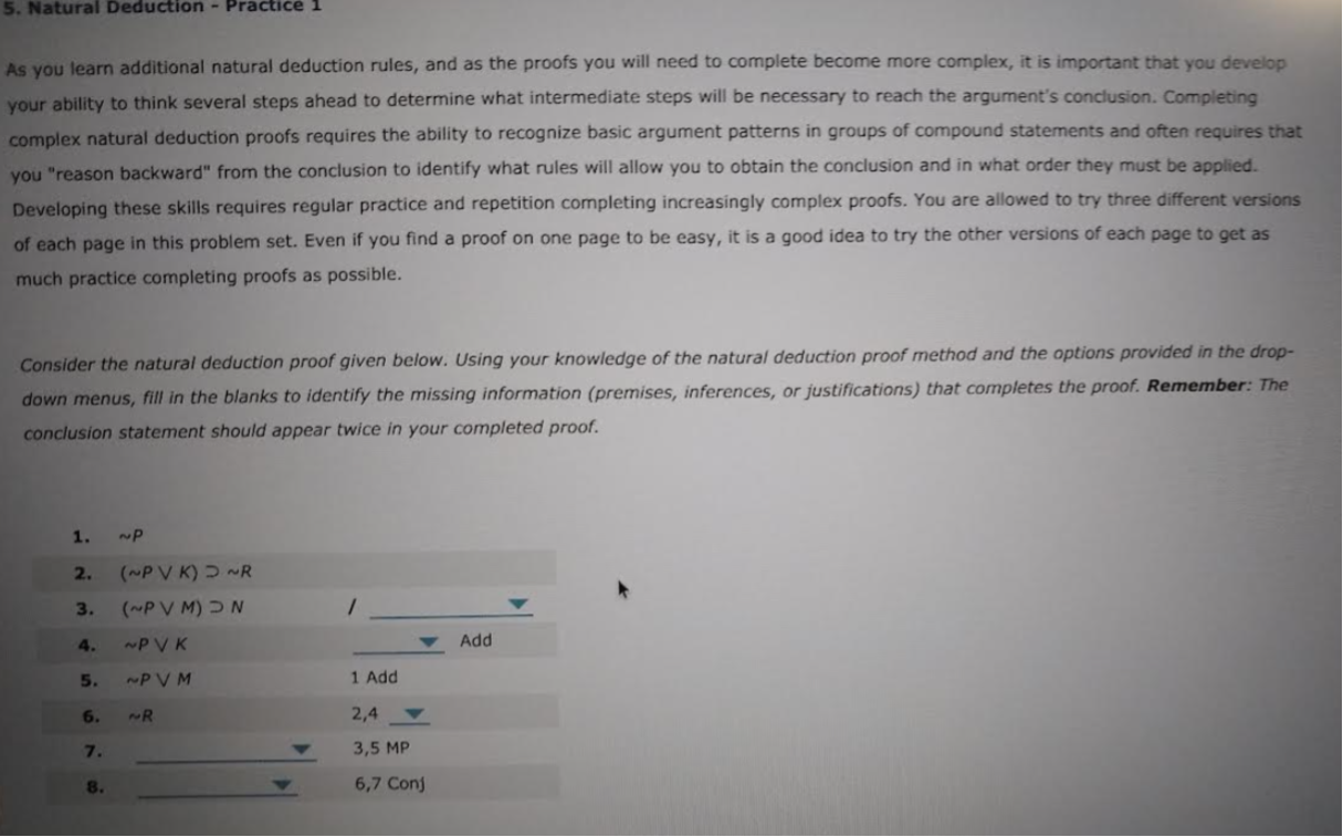 Solved 5. Natural Deduction - Practice 1 As you learn | Chegg.com