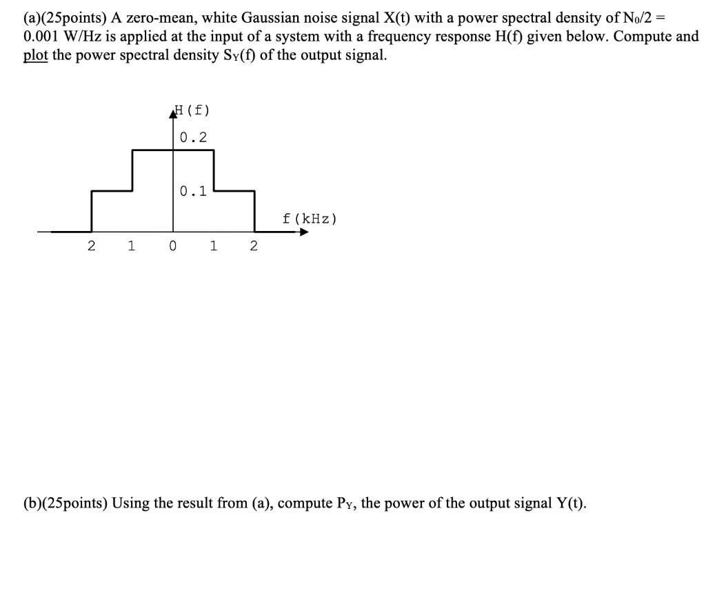 Solved (a)(25points) A zero-mean, white Gaussian noise | Chegg.com