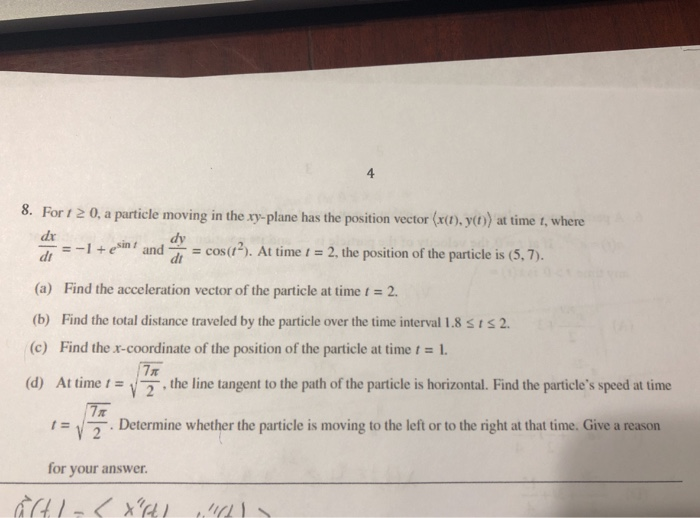 Solved 8. For 2 0, a particle moving in the xy-plane has the | Chegg.com