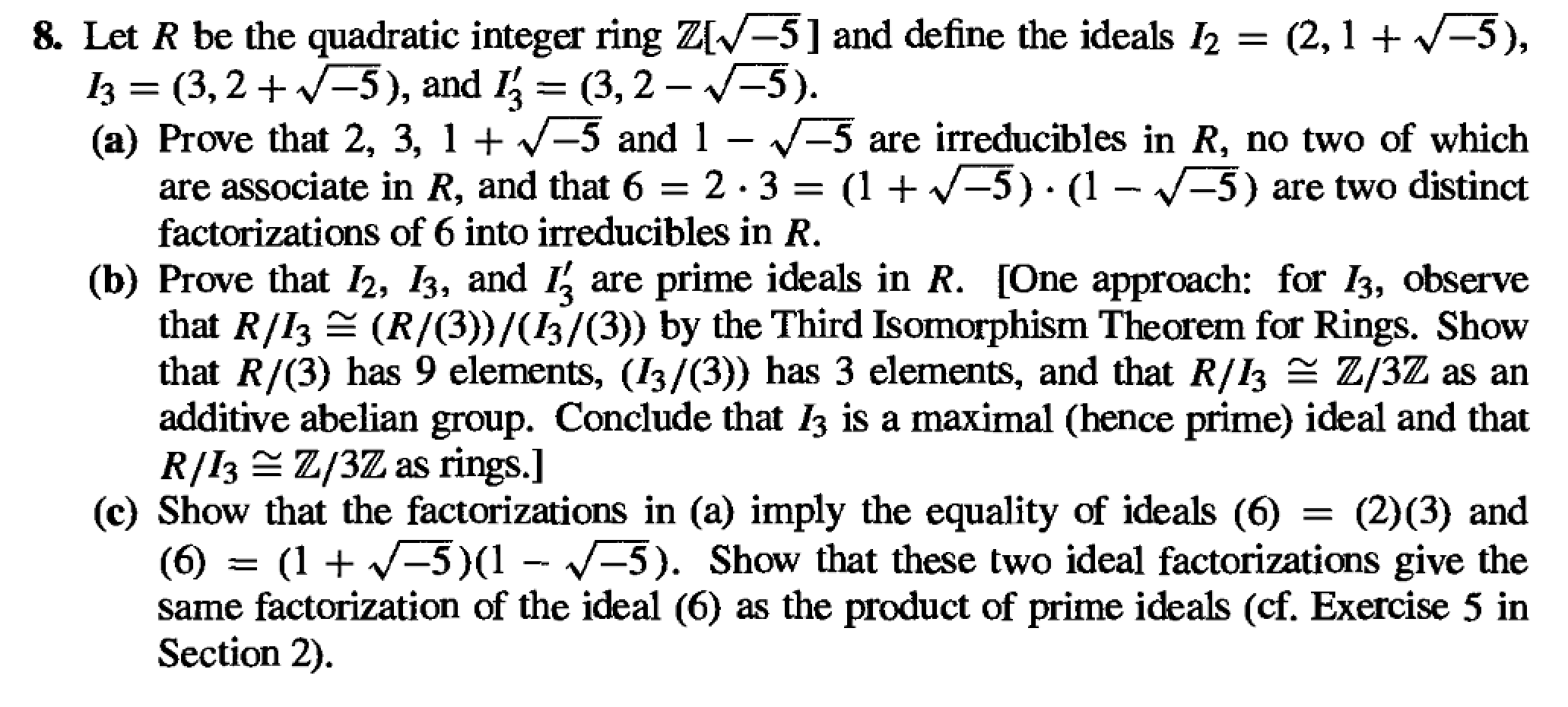Solved = = - 8. Let R be the quadratic integer ring Z[V=5] | Chegg.com