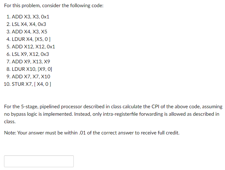 Solved For this problem, consider the following code: 1. ADD | Chegg.com