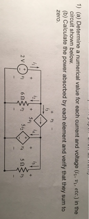 Solved 1) (a) Determine a numerical value for each current | Chegg.com