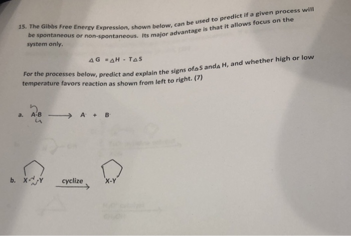 Solved The Gibbs Free Energy Expression, shown below, can be | Chegg.com