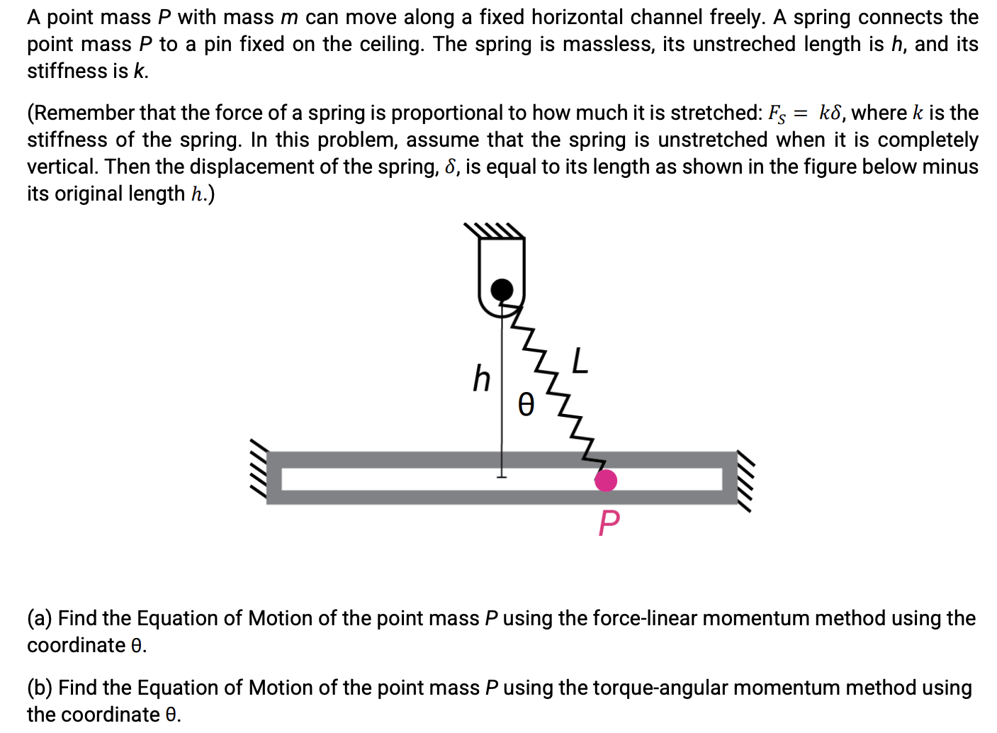 Solved A point mass P with mass m can move along a fixed | Chegg.com