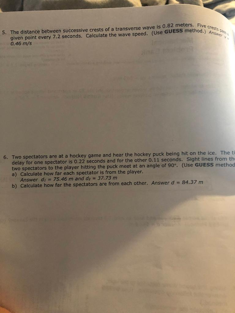 Solved 5. The distance between successive crests of a | Chegg.com