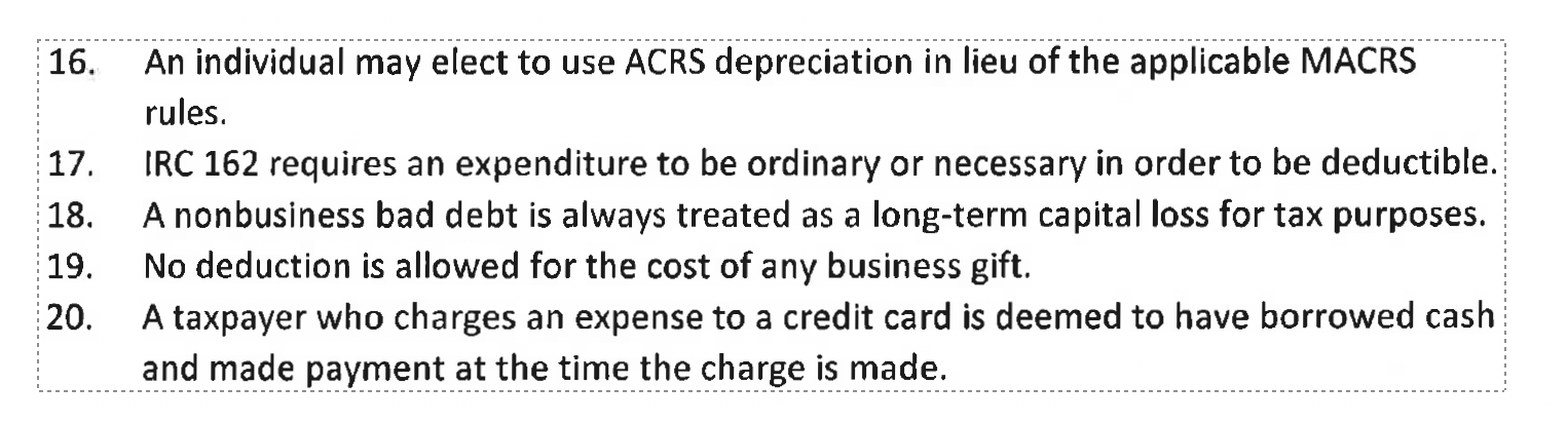 16. An individual may elect to use ACRS depreciation | Chegg.com