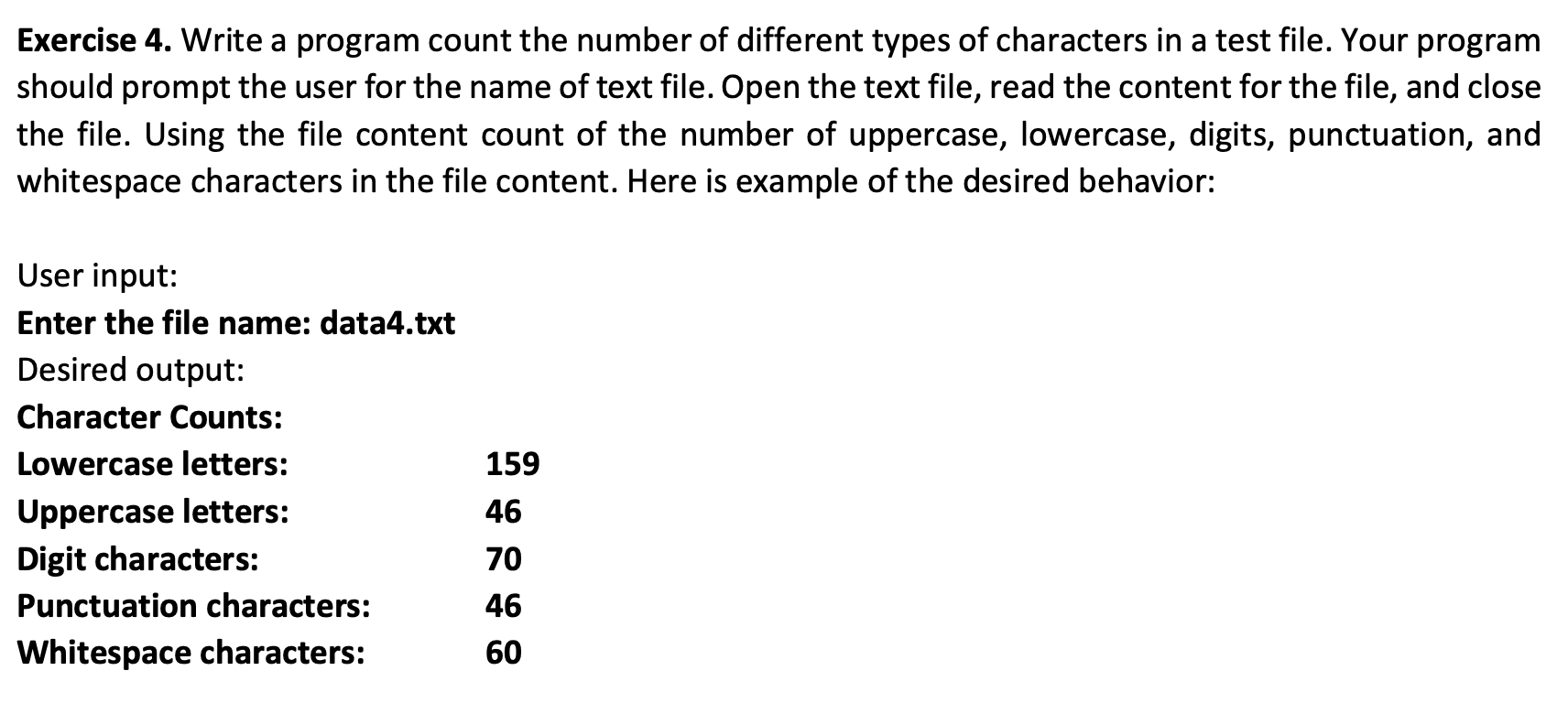 Exercise 4. Write a program count the number of | Chegg.com