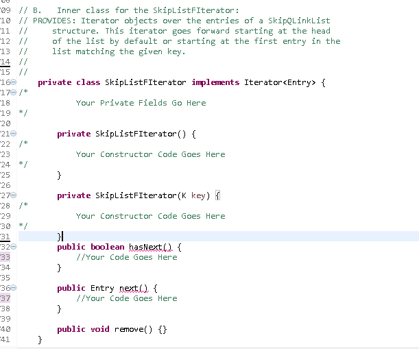 Write the missing skipRemove() method, according to | Chegg.com