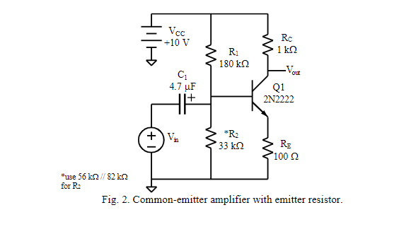Solved Fig. 1. Common-emitter amplifier without emitter | Chegg.com