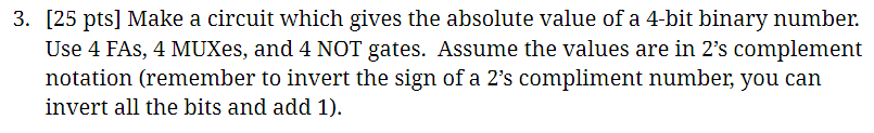 Solved 3. [25 pts] Make a circuit which gives the absolute | Chegg.com