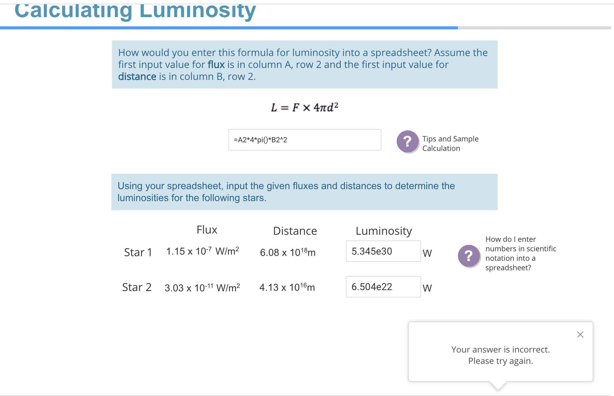 Solved How would you enter this formula for luminosity into | Chegg.com