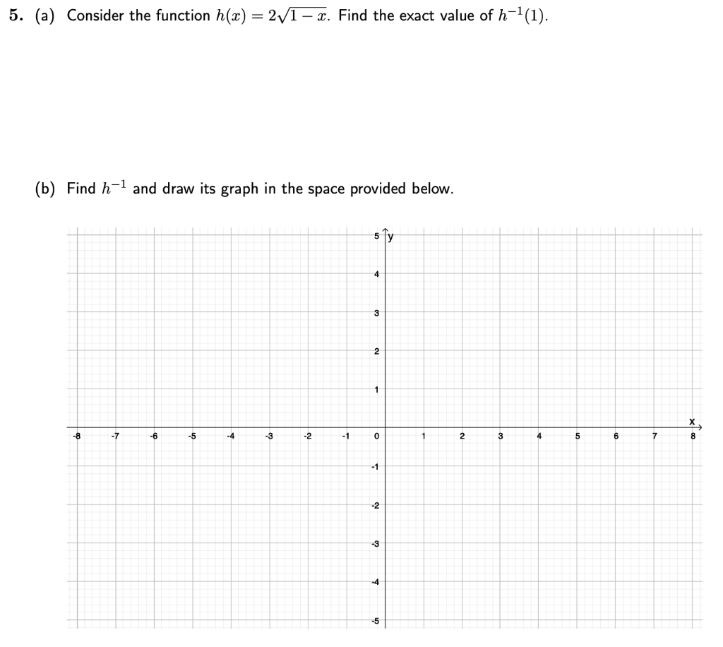 Solved (a) Consider the function h(x)=21−x. Find the exact | Chegg.com