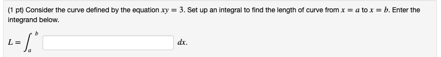 Solved (1 pt) Consider the curve defined by the equation xy | Chegg.com