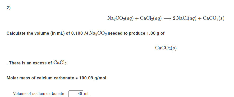 Solved Na2CO3(aq)+CaCl2(aq) 2NaCl(aq)+CaCO3(s) Order the | Chegg.com