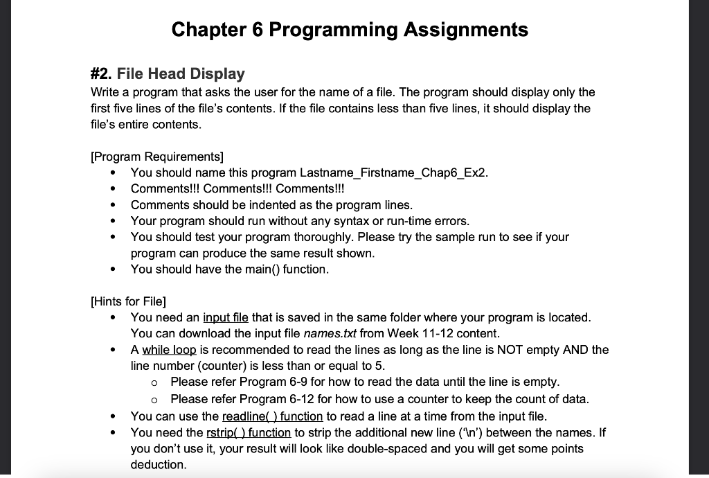 Solved 2 File Head Display Write A Program That Asks The 