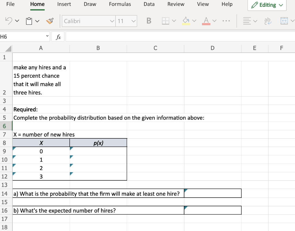 Solved File Home Insert Draw Formulas Data Review View Help | Chegg.com