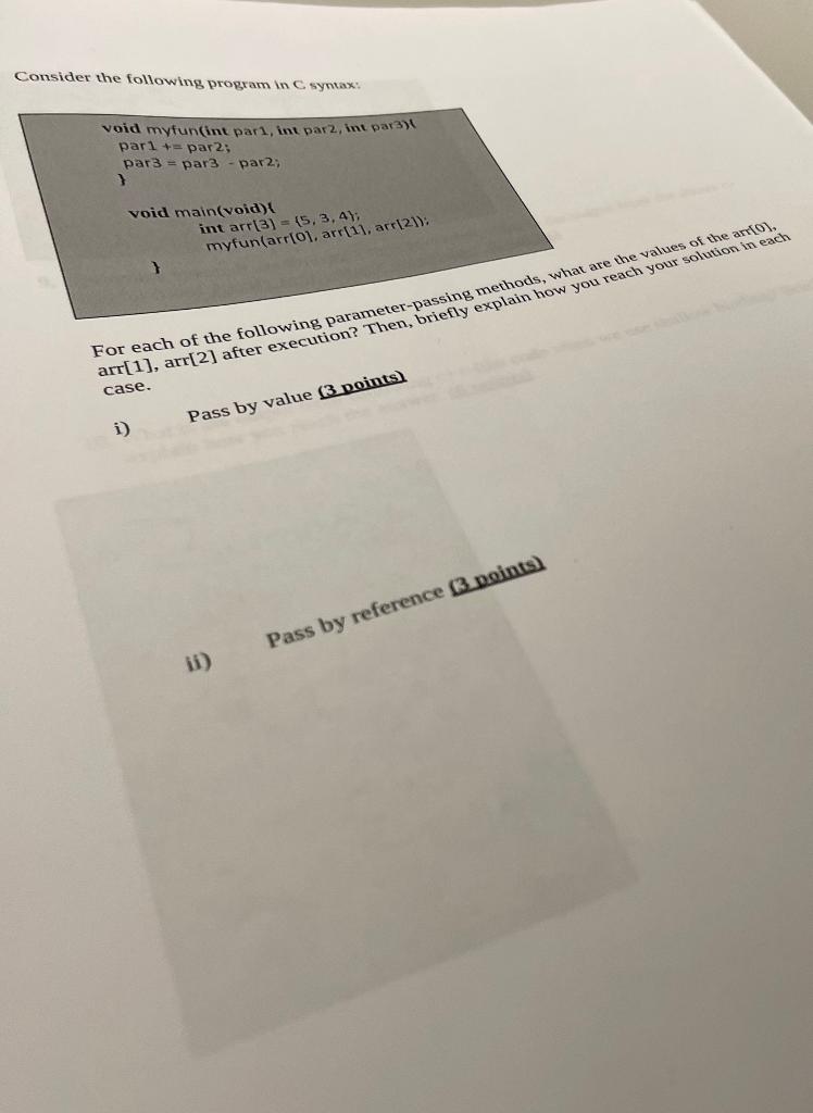 Solved Consider the following program in C syntax void | Chegg.com