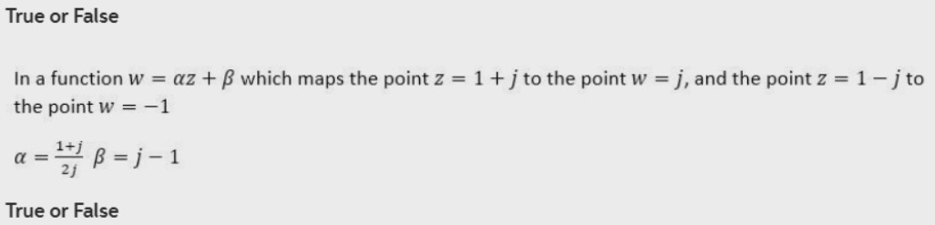 Solved True or False In a function w = az + B which maps the | Chegg.com