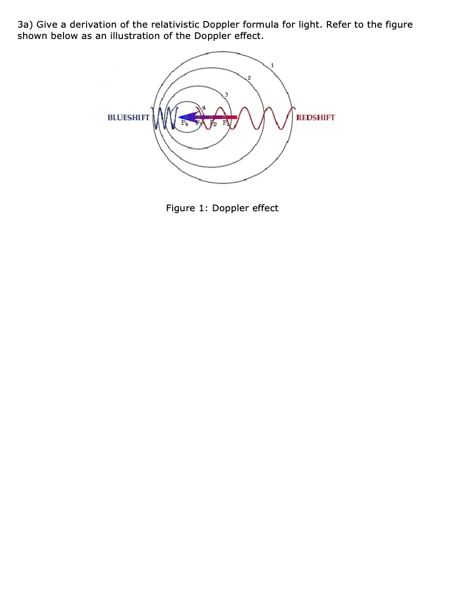 Solved 3a) Give a derivation of the relativistic Doppler | Chegg.com