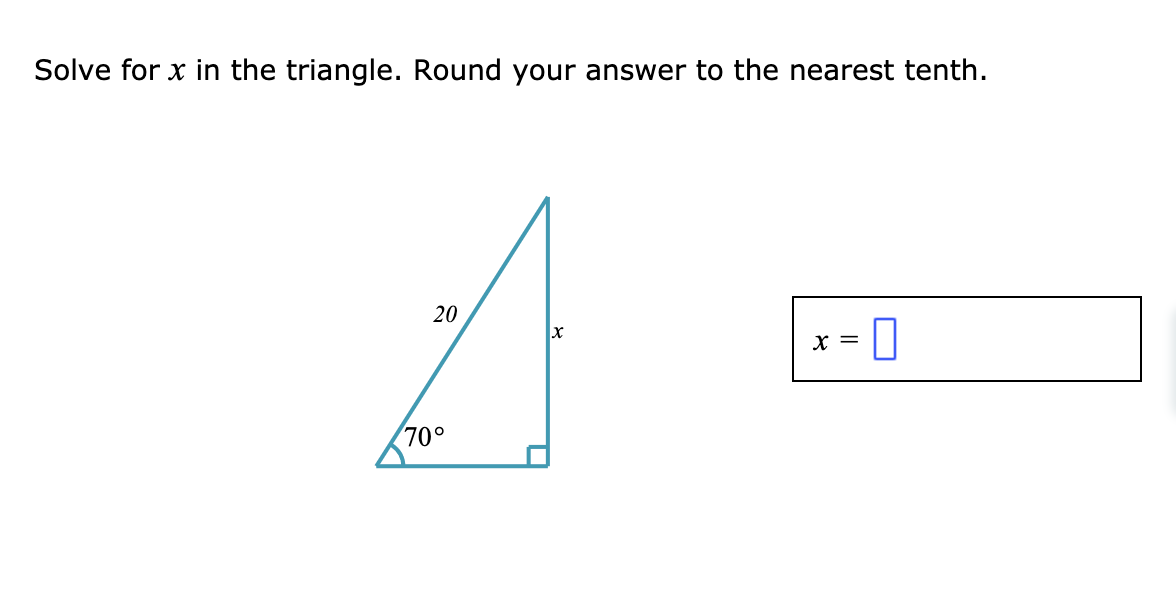 Solved Solve for x in the triangle. Round your answer to the | Chegg.com