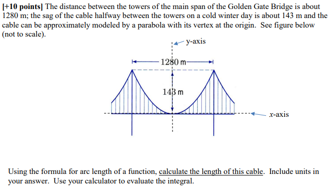 Solved [+10 points. The distance between the towers of the | Chegg.com