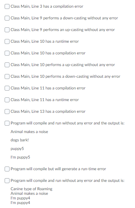 Solved UWN 11 12 Check the Java code below and select all | Chegg.com